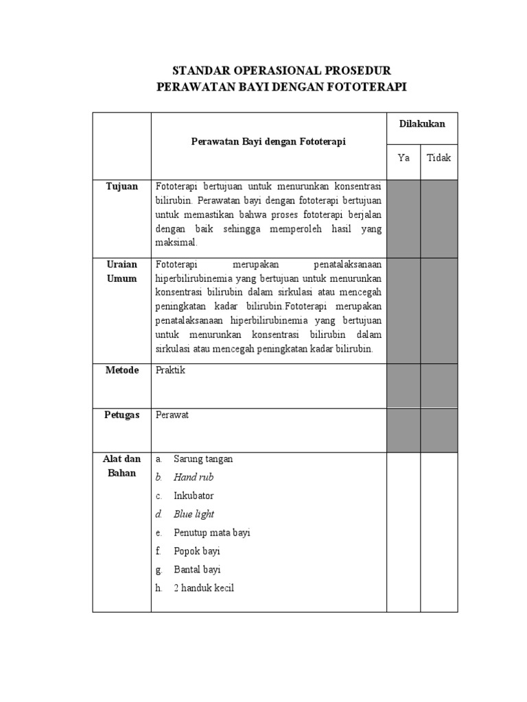 Sop Fototerapi | PDF