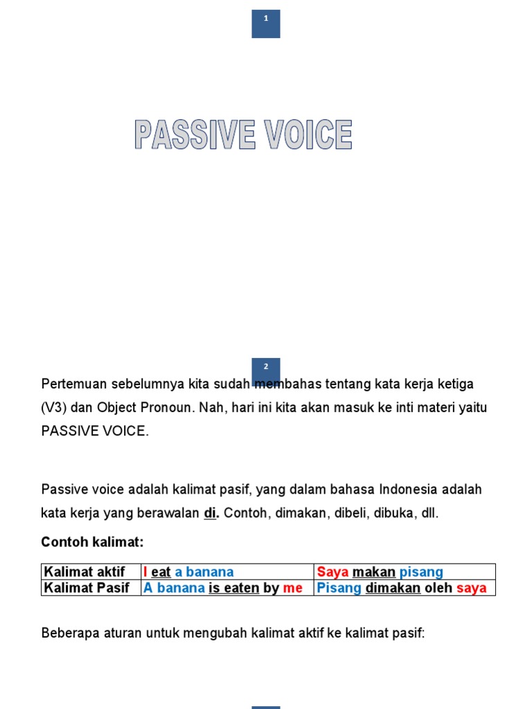 Contoh Kalimat Passive Voice Tenses | PDF | Seni & Disiplin Bahasa ...