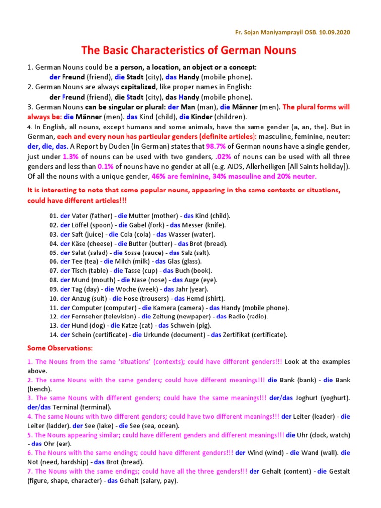 Nouns - Intro. | PDF | Grammatical Gender | Noun