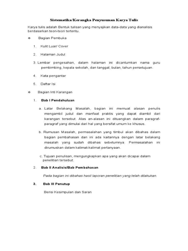 Kerangka Karya Tulis | PDF