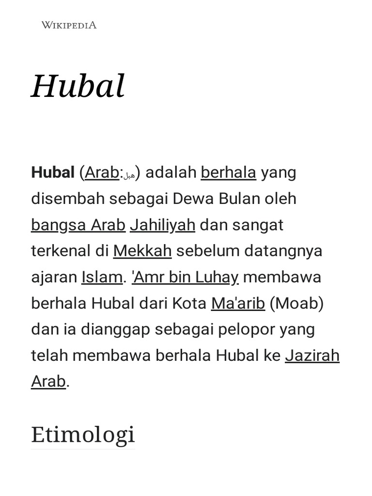 Hubal - Wikipedia Bahasa Indonesia, Ensiklopedia Bebas | PDF | Sejarah