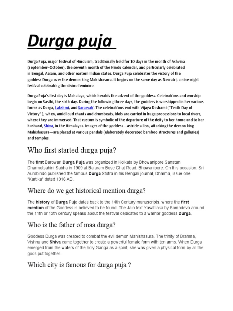 Who First Started Durga Puja? | Download Free PDF | Devi | Hindu Theology