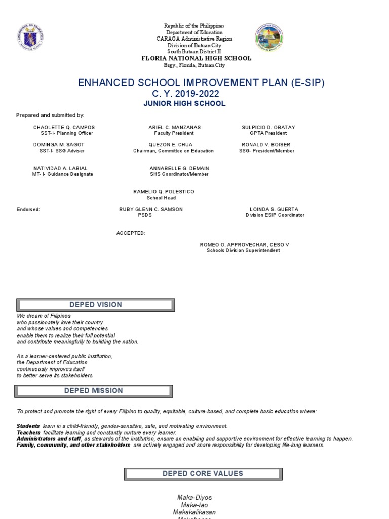 E-Sip - 2019 - 2022 JHS | PDF | Classroom | Schools