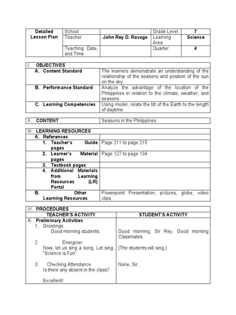 Lesson Plan | PDF | Night | Astronomy