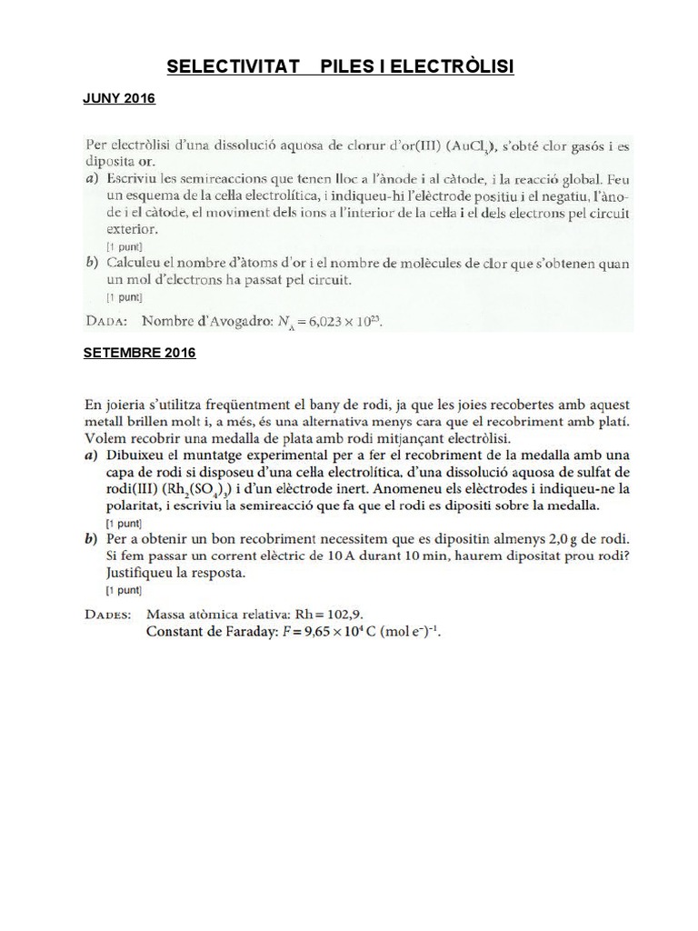 Exercicis Selectivitat | PDF