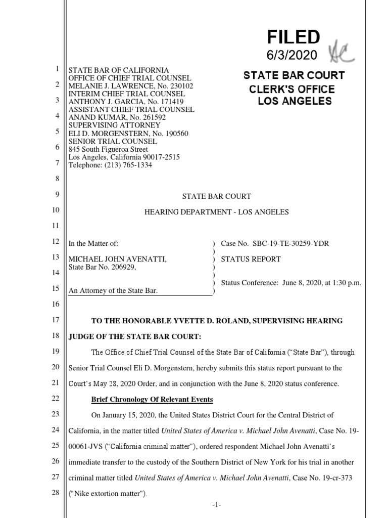 To The Honorable Yvette D. Roland, Supervising Hearing Judge of The ...