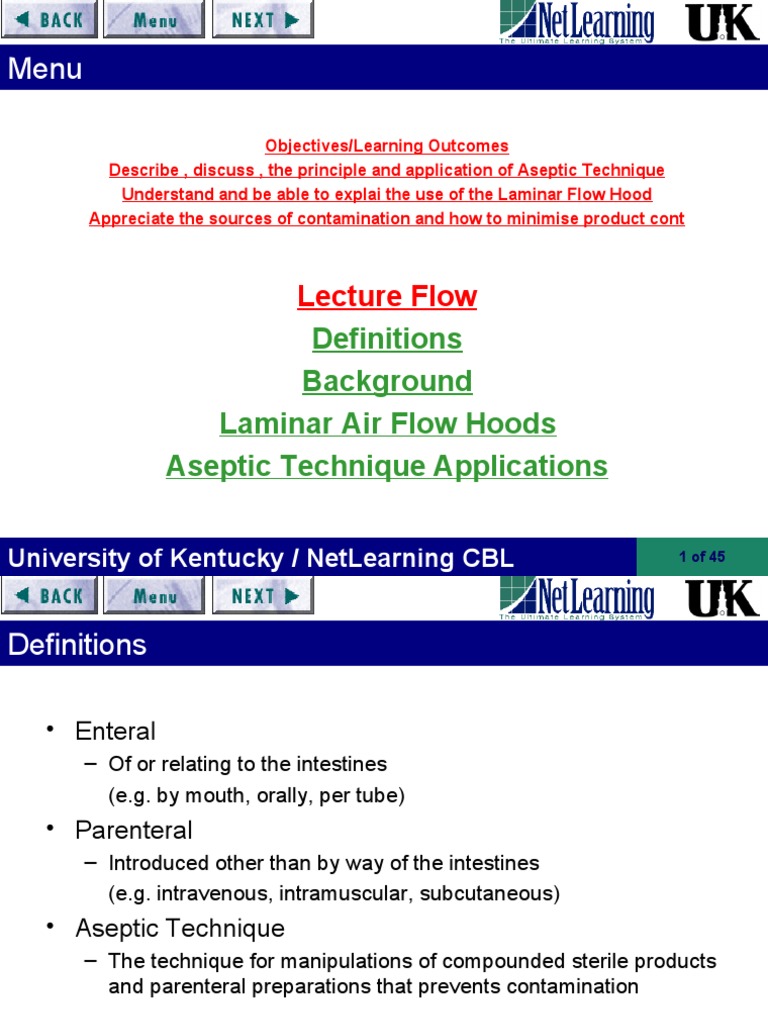 Definitions Background Laminar Air Flow Hoods Aseptic Technique ...