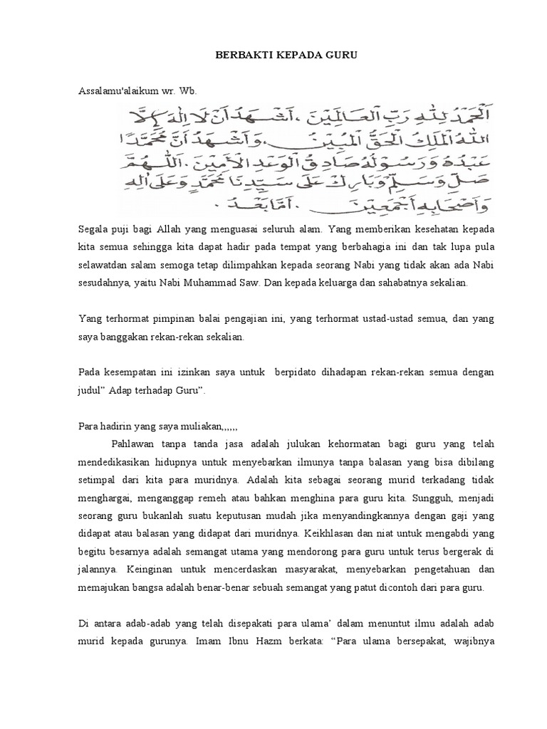 Pidato Berbakti Kepada GURU | PDF