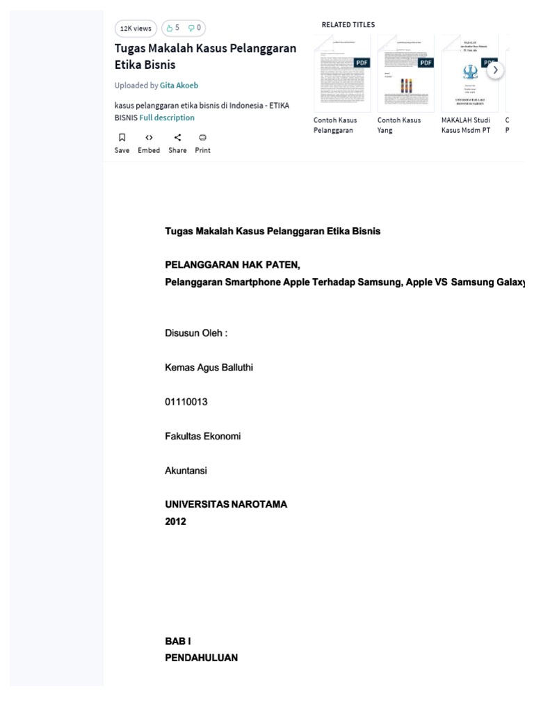 PDF Tugas Makalah Kasus Pelanggaran Etika Bisnis - Compress | PDF PDF Tugas Makalah Kasus Pelanggaran Etika Bisnis - Compress | PDF
