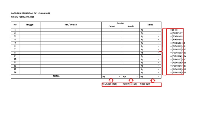 Contoh Pembukuan Sederhana Microsoft Excel | PDF