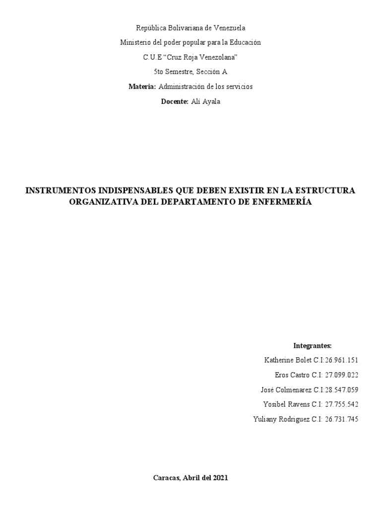 Elementos Basicos en La Estructura Organizativa Del Dpto de Enfermeria | PDF | Hospital | Burocracia
