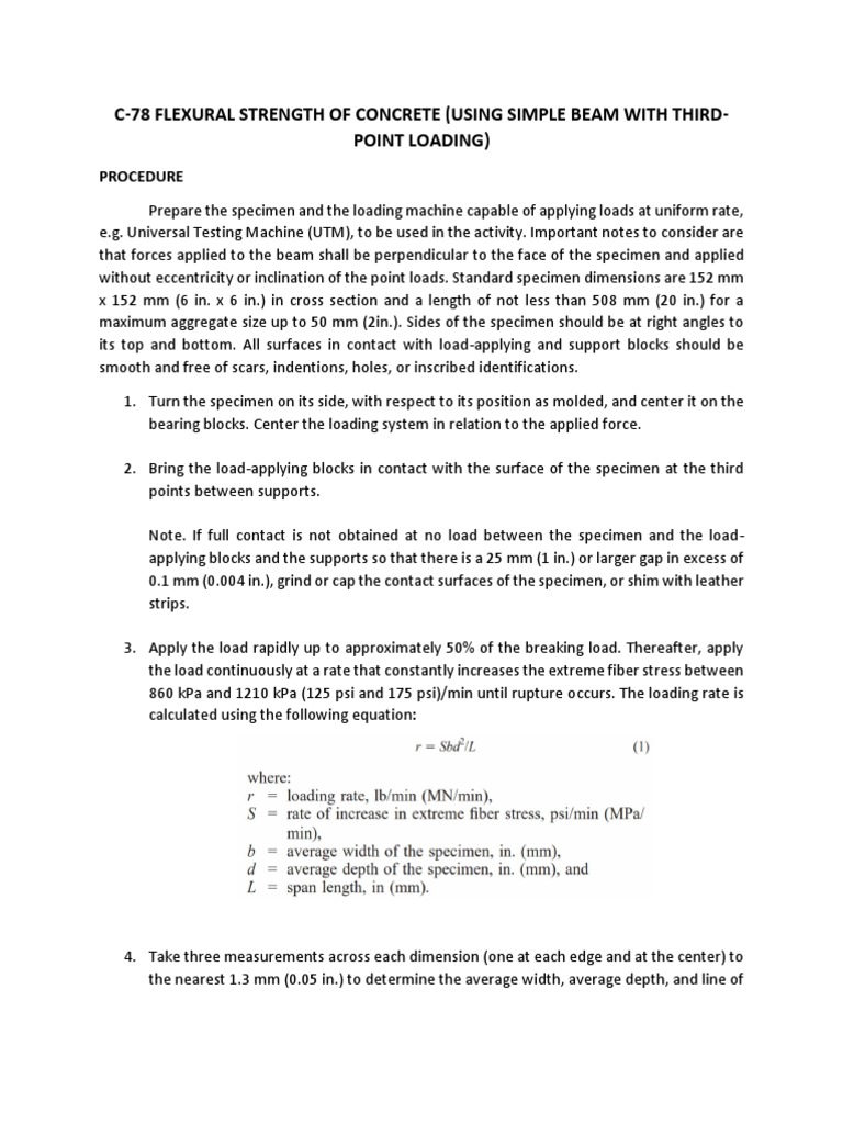 C-78 Flexural Strength of Concrete (Using Simple Beam With Third-Point ...
