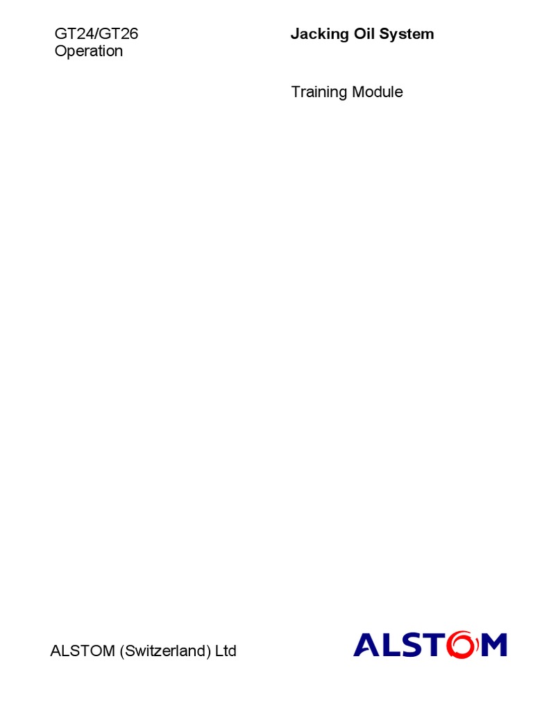 GT24/GT26 Operation Training Module: Jacking Oil System | PDF | Valve ...