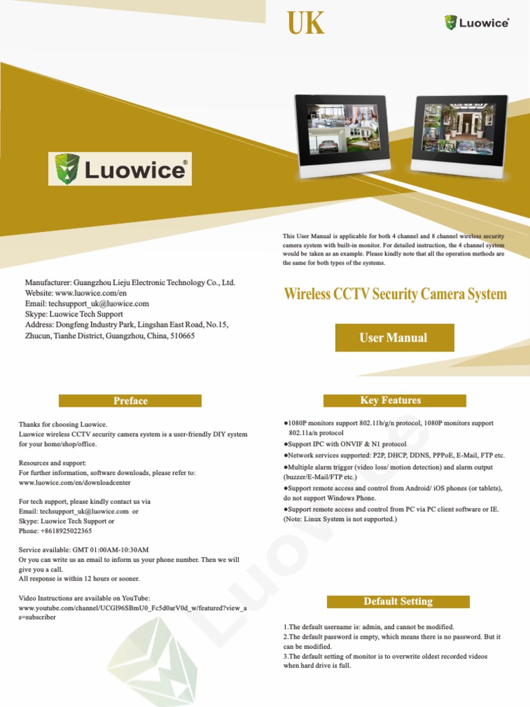 Wireless CCTV Camera System Manual | PDF | Closed Circuit Television ...