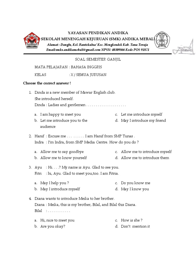 CONTOH SOAL English | PDF