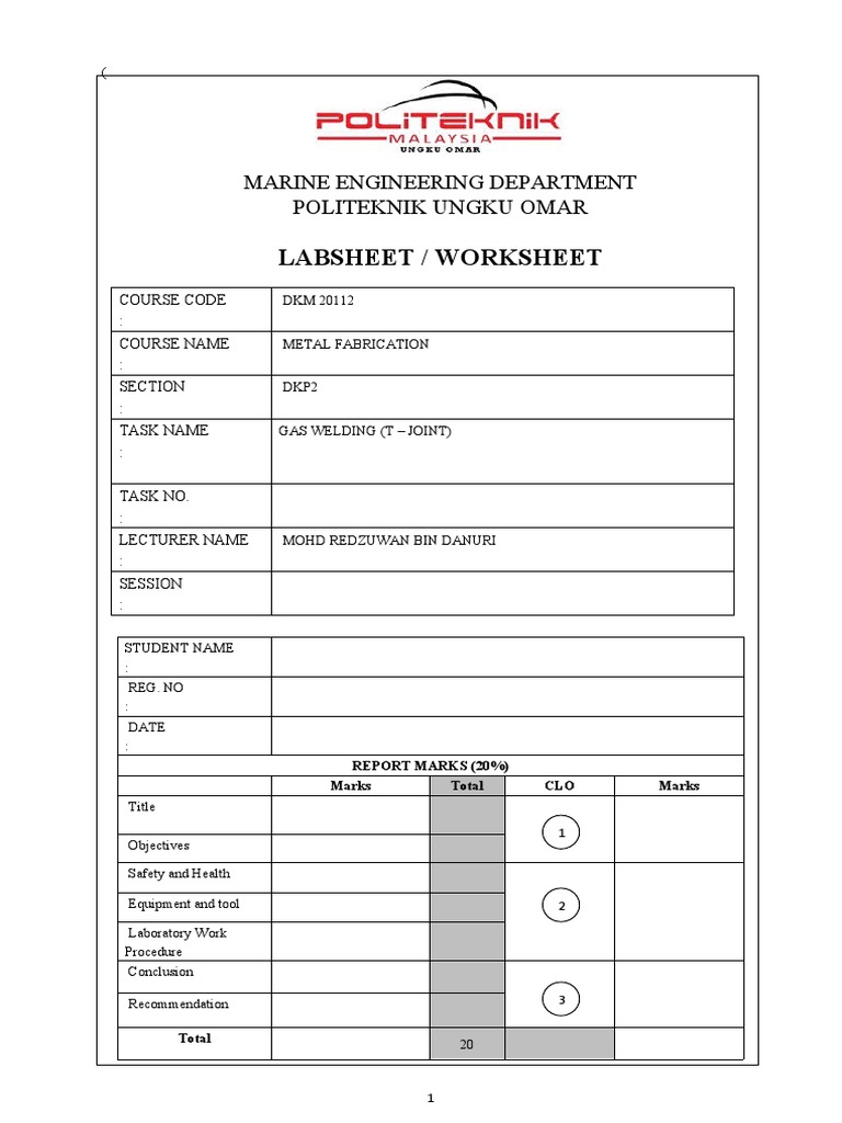 Labsheet / Worksheet: Politeknik Ungku Omar | PDF