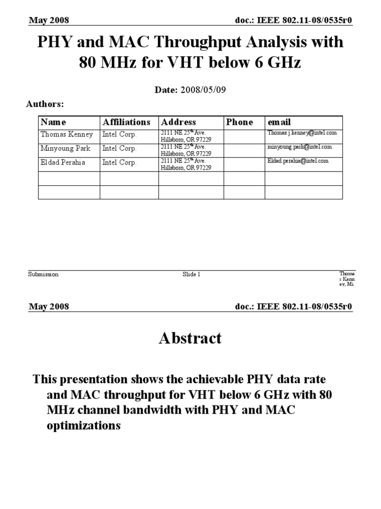 PHY vs MAC Throughput Analysis | PDF | Ieee 802.11 | Networks