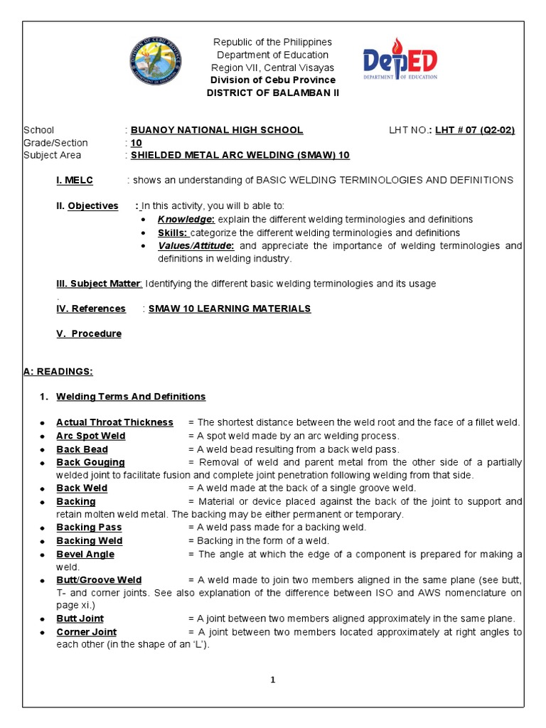 Q2-02, Smaw Teacher's Made LMT | PDF | Welding | Construction