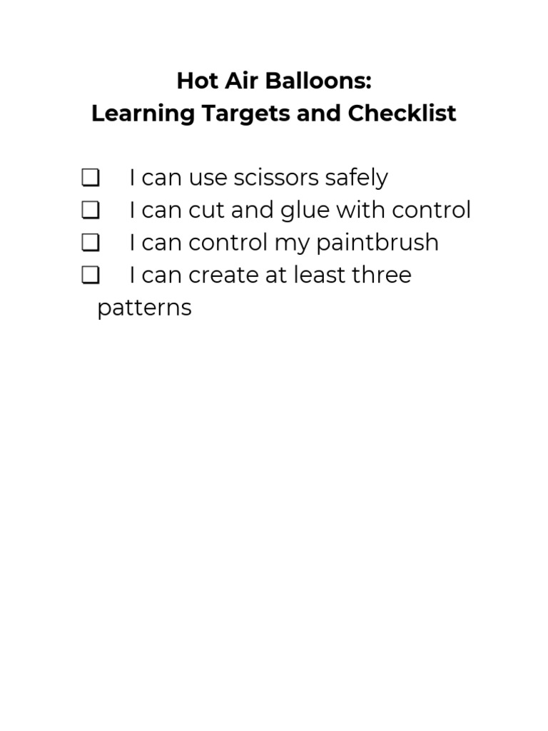 Hot Air Balloon Assessment | PDF
