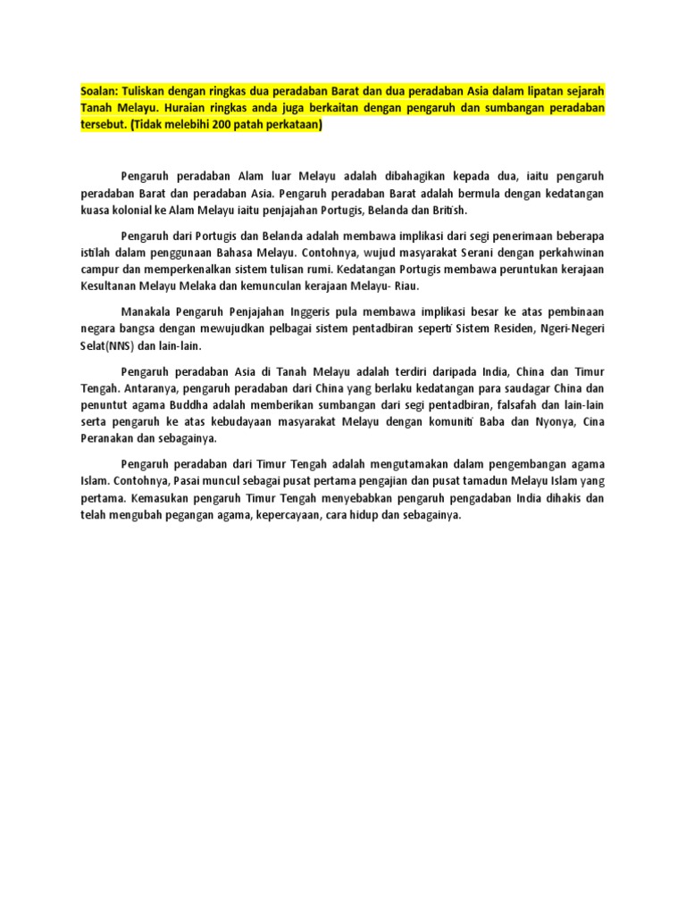 Pengaruh Peradaban Barat dan Asia di Melayu | PDF