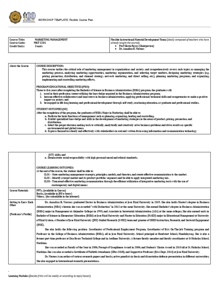 MKT c201 - MKT MGT - Module For Online Class | PDF | Facebook | Educational Technology