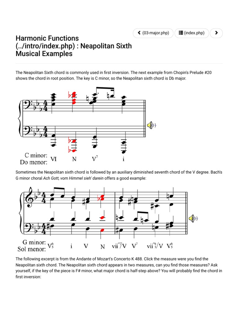 Harmonic Functions - Neapolitan Sixth Musical Examples | PDF