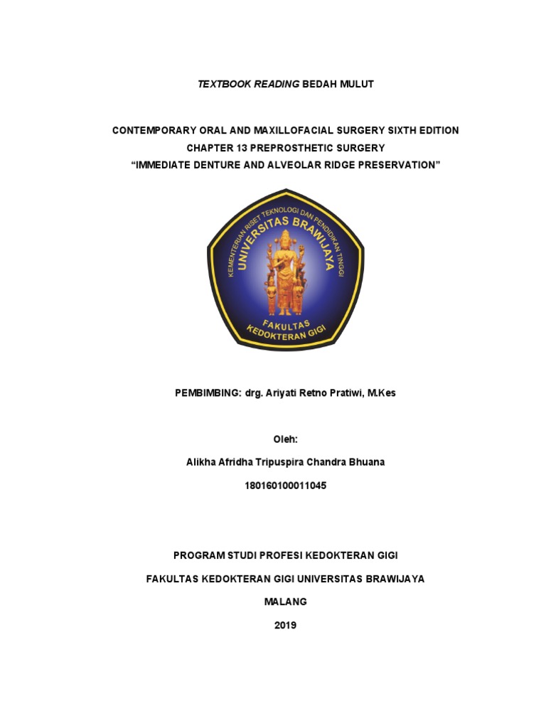 Preprosthetic Surgery: Immediate Dentures | PDF