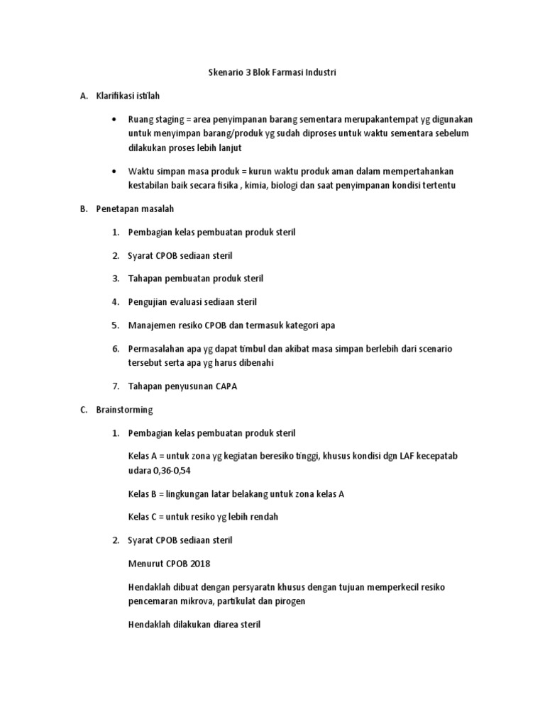 Skenario 3 Blok Farmasi Industri | PDF