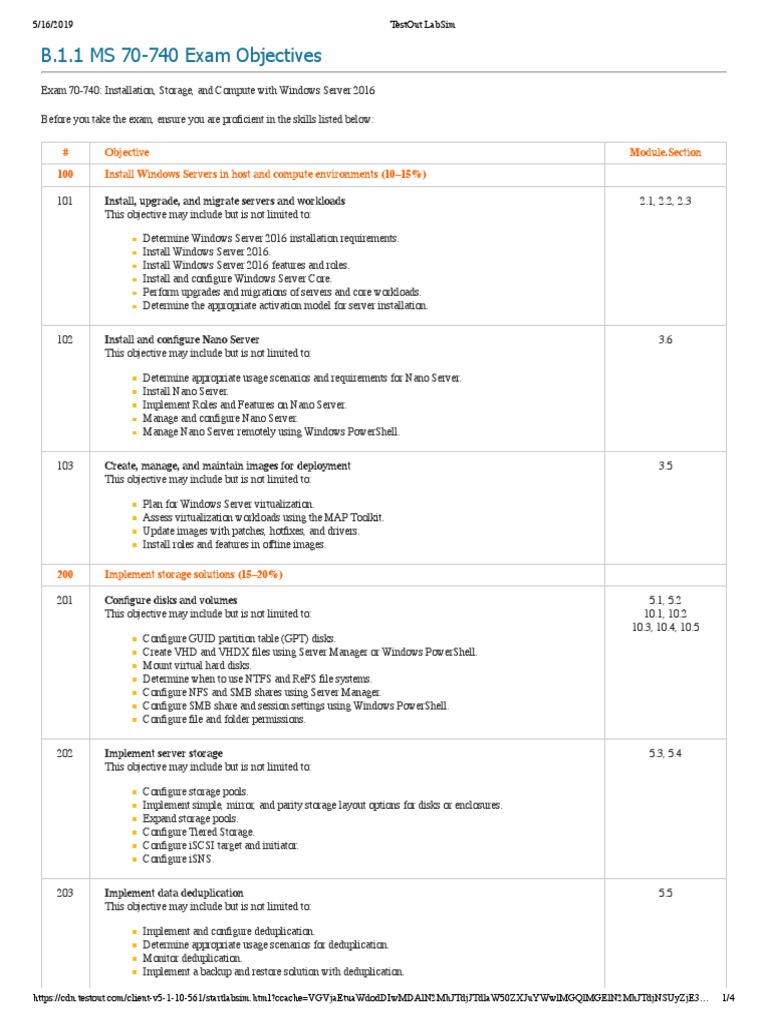 MS 70-740 Exam Objectives Guide | PDF | Hyper V | Computer Data