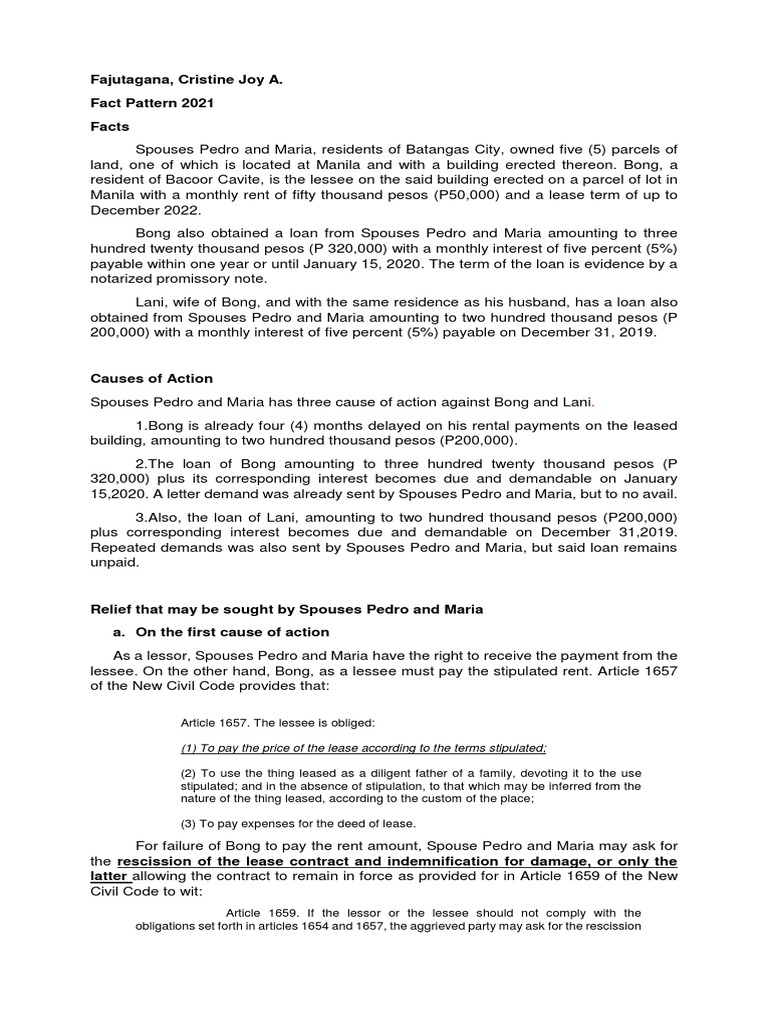 Fact Pattern | PDF | Lease | Government