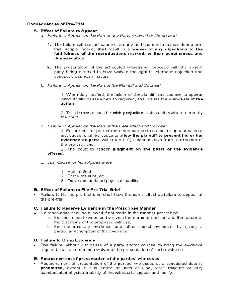 Consequences of Pre Trial | PDF | Witness | Testimony