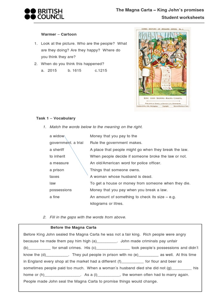 Magna Carta Student Worksheets | PDF | England | Magna Carta