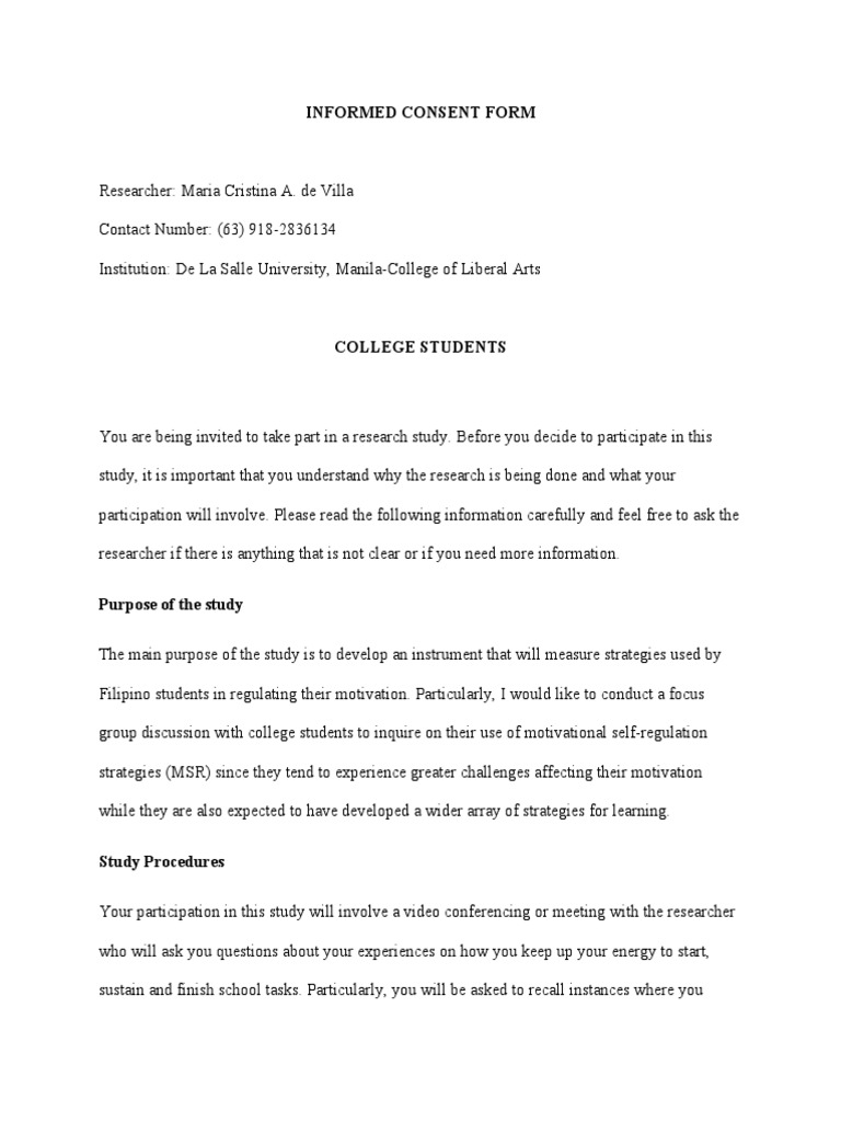 Informed Consent Form | Download Free PDF | Consent | Focus Group