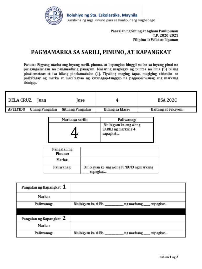Pagmamarka Sa SARILI PINUNO at KAPANGKAT | PDF