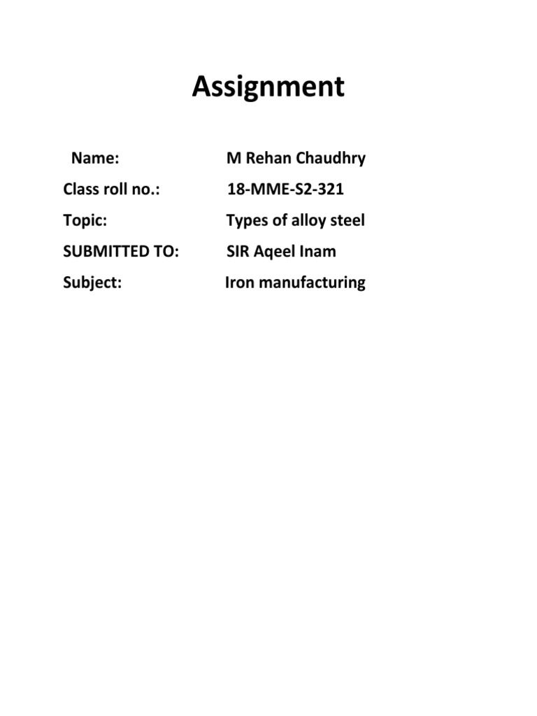 Types of Alloy Steel | PDF | Alloy | Steel