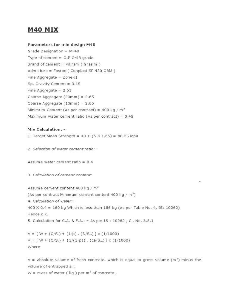 M40, M50, M60 Concrete Mix Design | PDF | Concrete | Proprietary Software