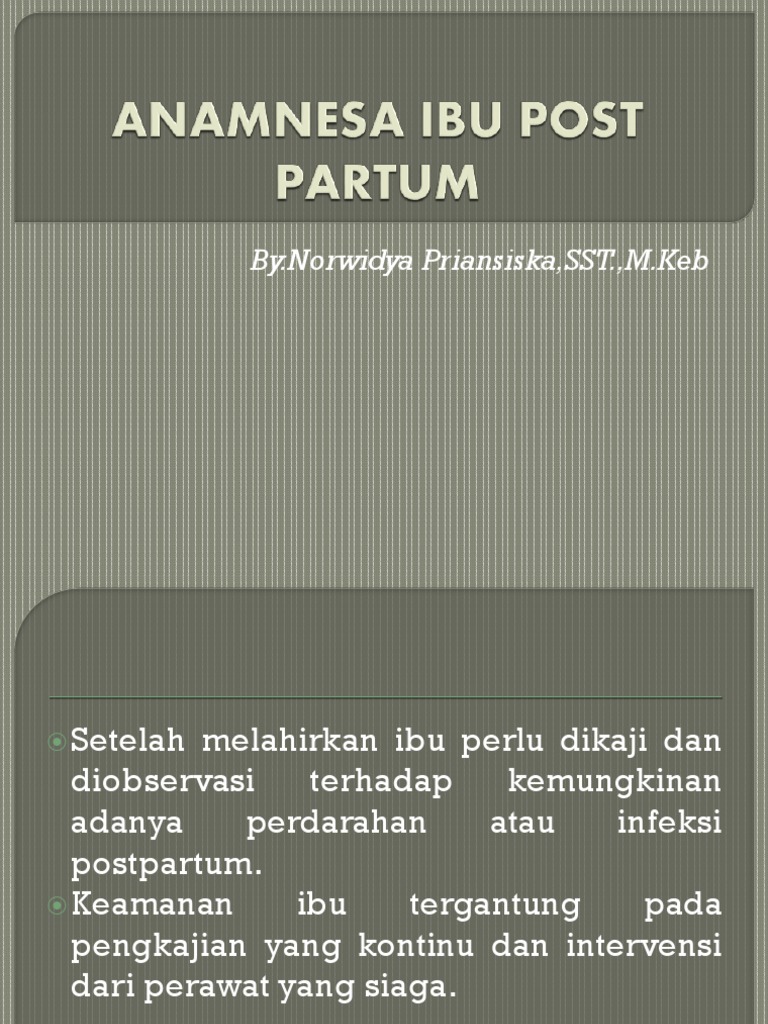 Anamnesa Ibu Post Partum | PDF