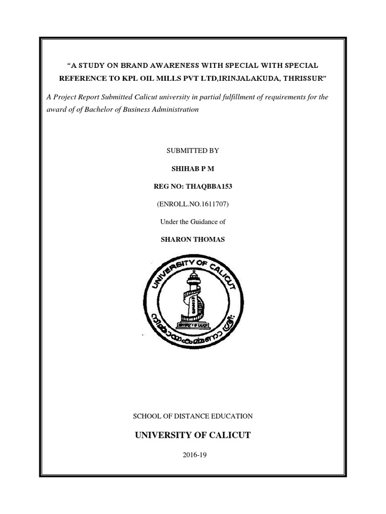 A Study On Brand Awareness With Special With Special Reference To KPL ...