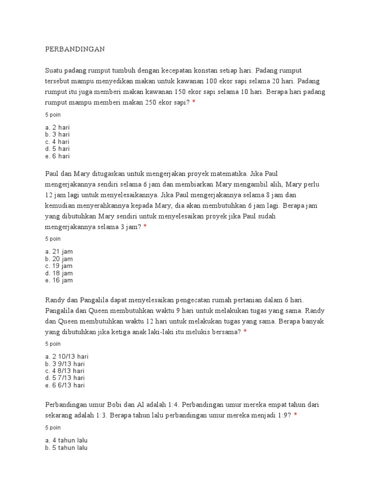 Soal Tiu Perbandingan | PDF