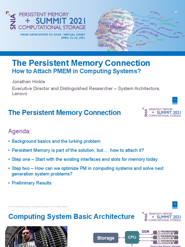 The Persistent Memory Connection: How To Attach PMEM in Computing Systems? | PDF | Solid State ...