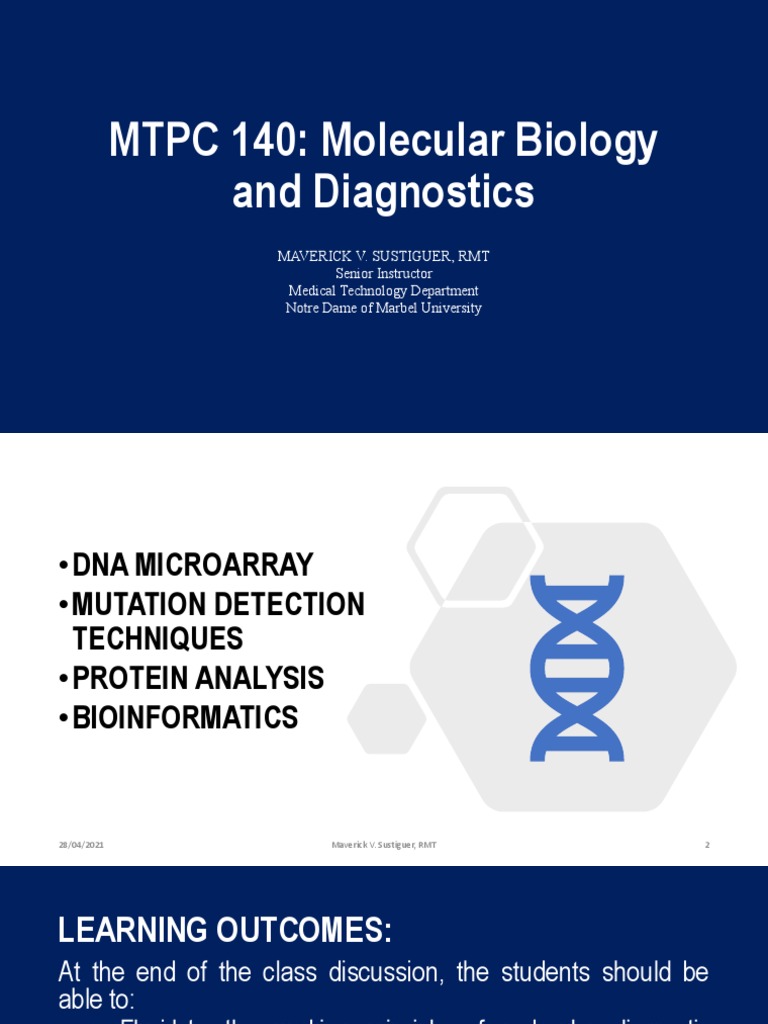 MTPC 140: Molecular Biology and Diagnostics | PDF | Dna Microarray | Molecular Biology