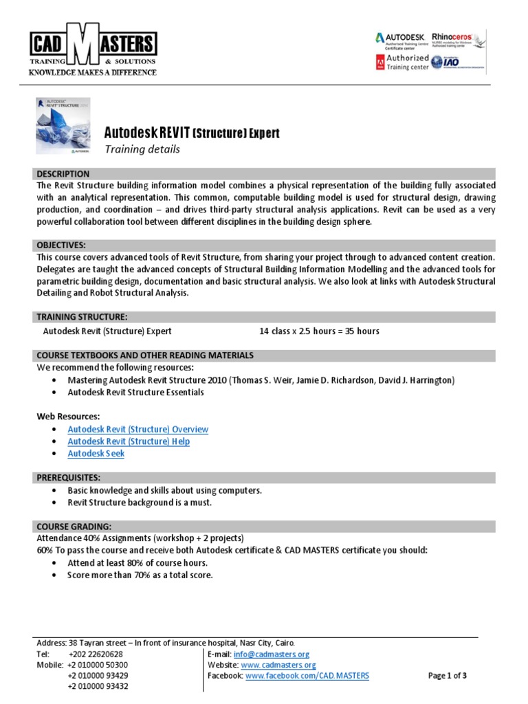 Autodesk REVIT: Training Details | PDF | Autodesk Revit | Autodesk