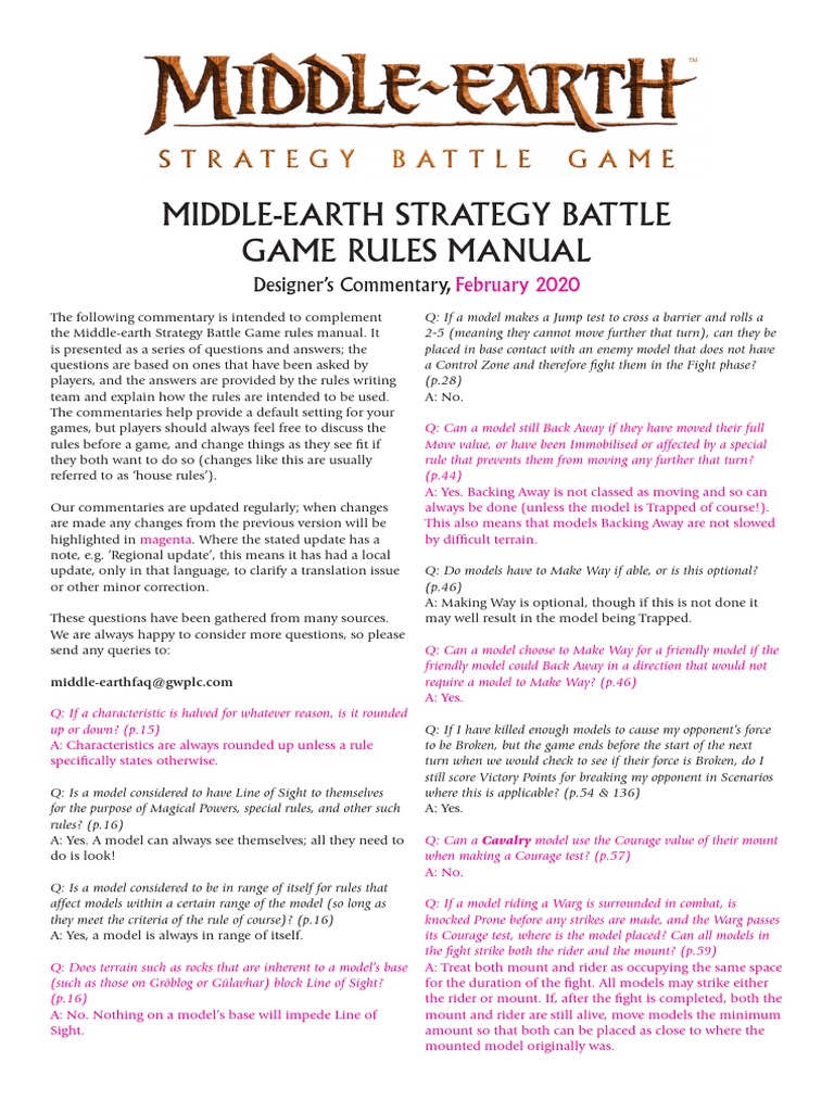 Middle-Earth Strategy Battle Game Rules Manual | PDF | Hero | Unrest