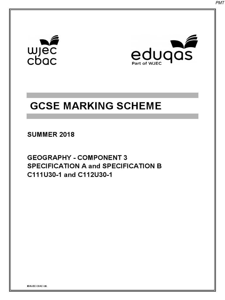June 2018 MS - Component 1 WJEC Geography (B) GCSE | PDF | Pie Chart ...