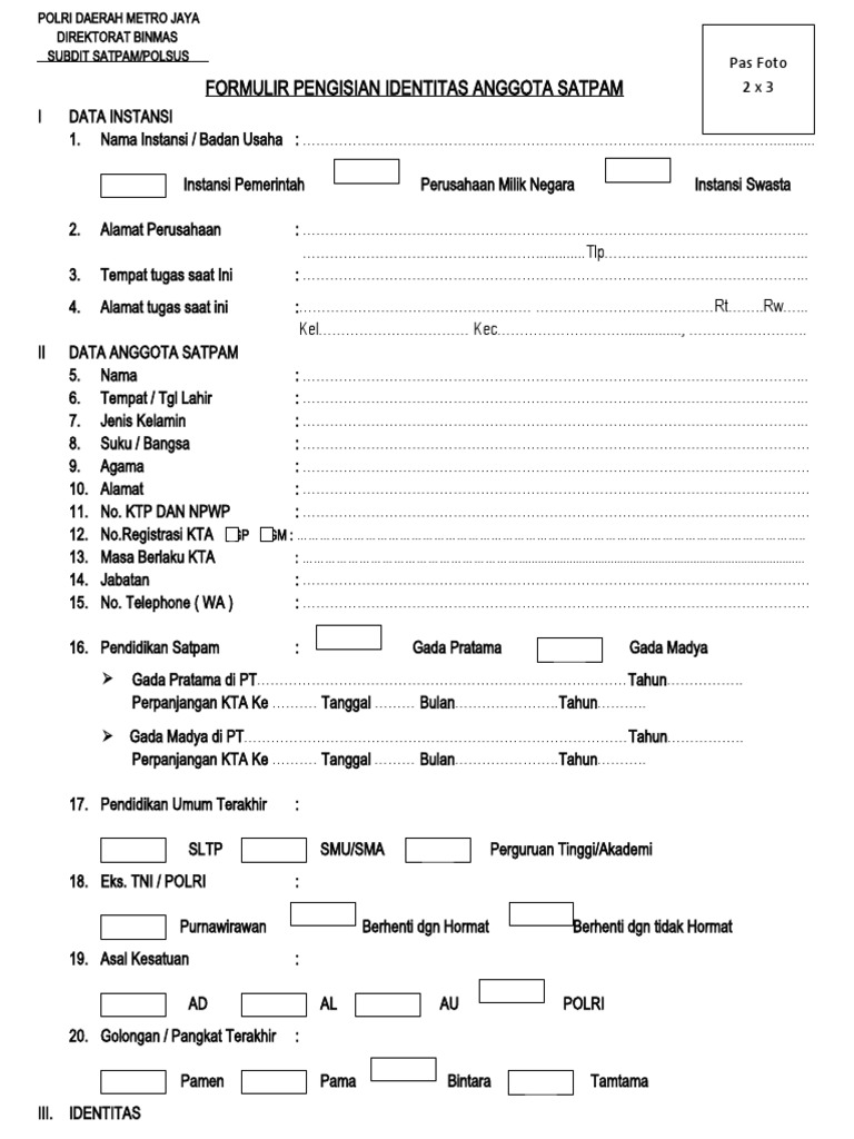 Formulir Kta-1 | PDF