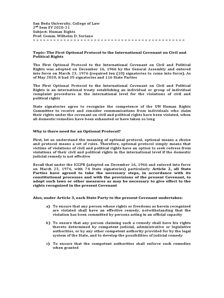 Optional Protocol To The ICCPR | PDF | Treaty | Capital Punishment