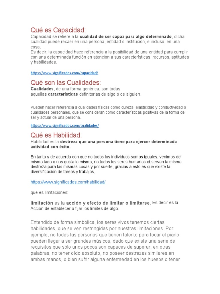Qué Es Capacidad | PDF | Actitud (psicología) | Ciencias del comportamiento