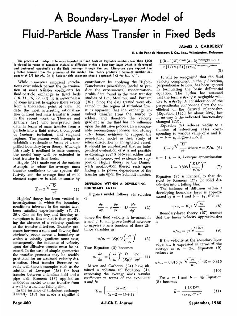 Mass Transfer in Fixed Beds | PDF | Boundary Layer | Fluid Dynamics