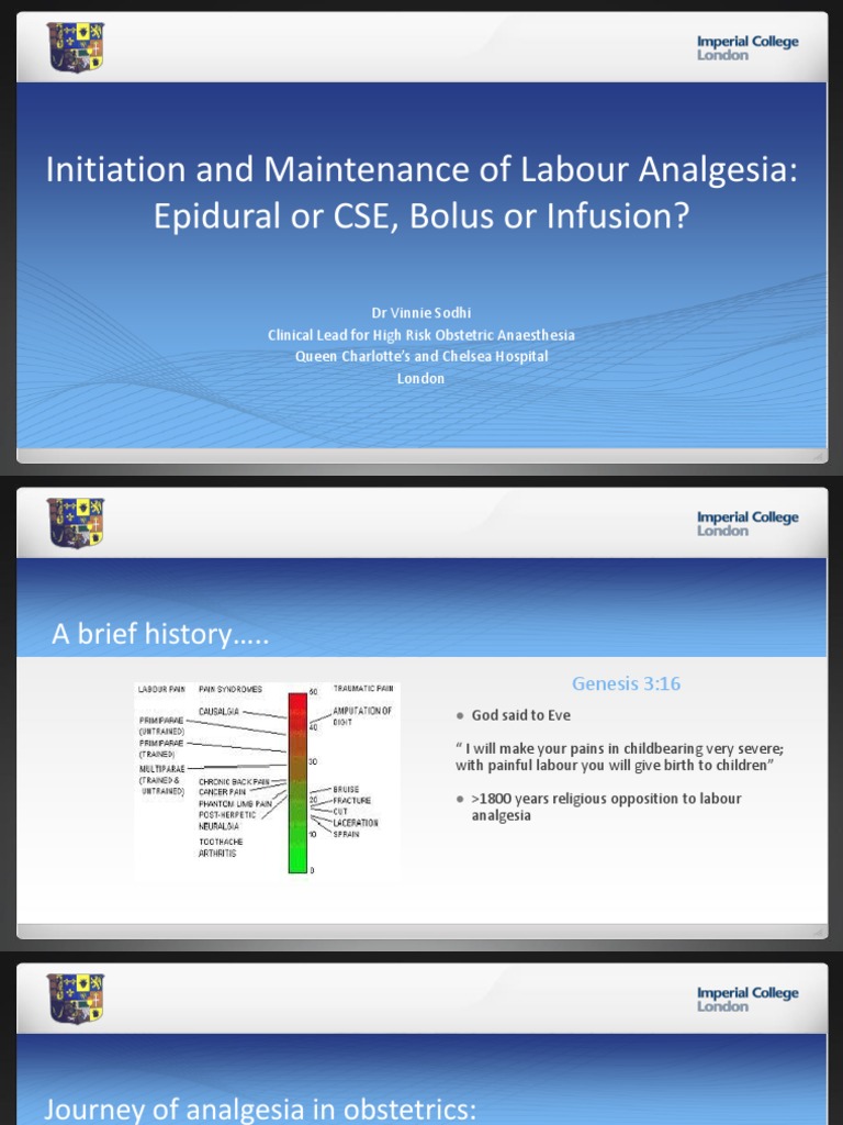 Initiation and Maintenance of Labour Analgesia: Epidural or CSE, Bolus ...