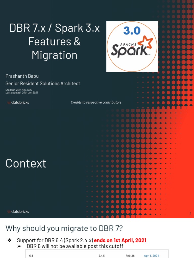 DBR 7.x - Spark 3.x Features Migration | PDF | Apache Spark | Scala (Programming Language)